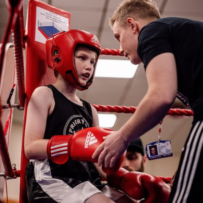 Fighting back: Toby, 11, becomes first carded boxer with CF